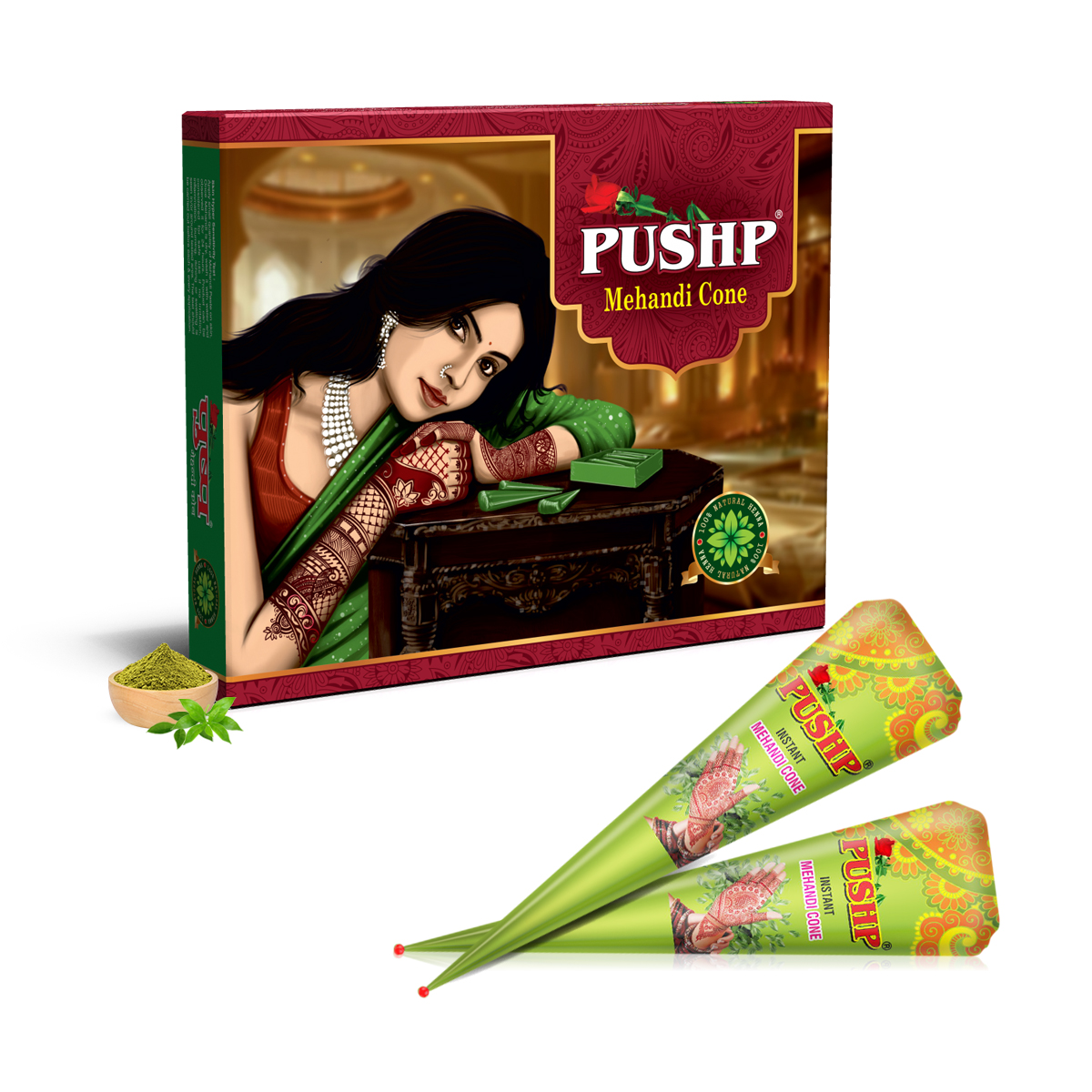 Pushp Henna Mehandi Cone Green Wrapper